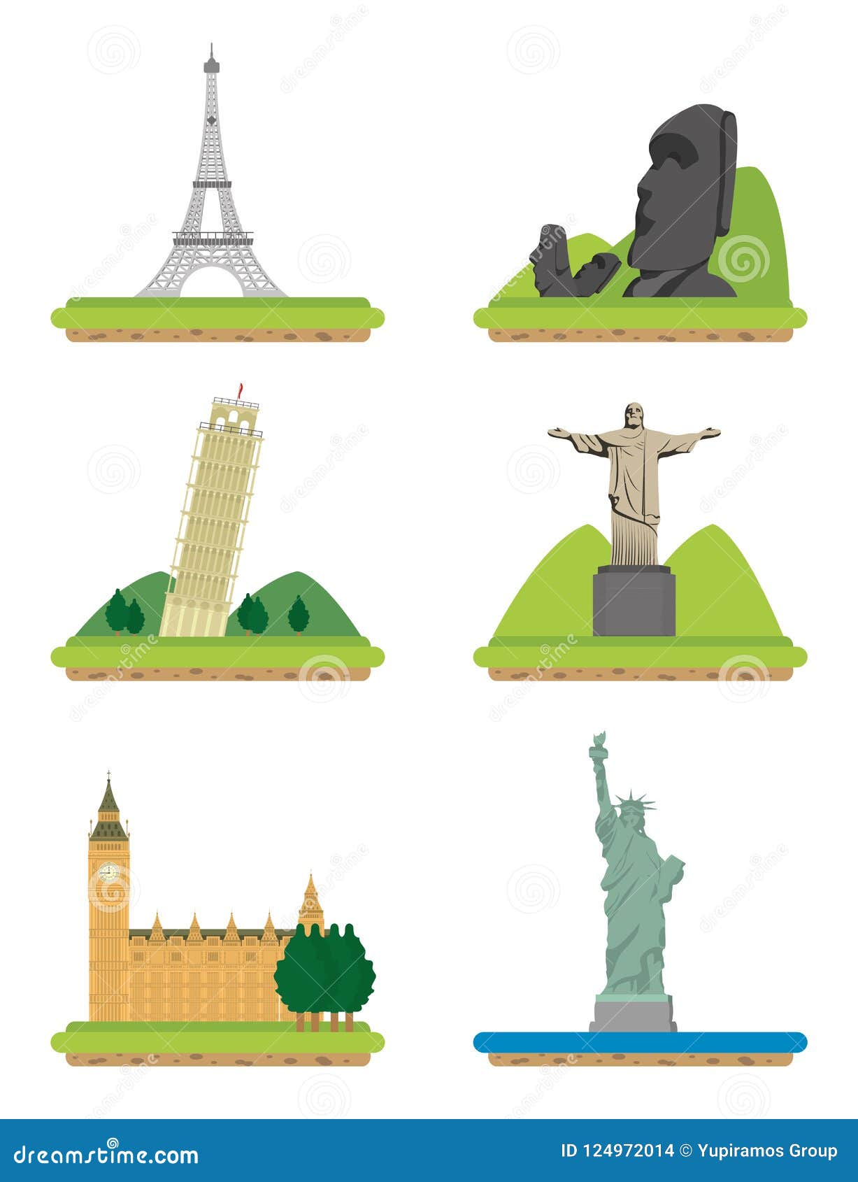 Set of world monuments stock vector. Illustration of rapa - 124972014