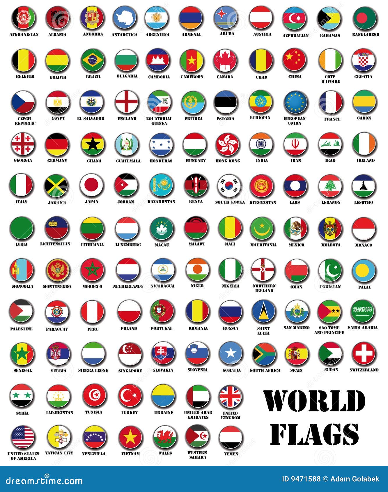 Set of World Most Important Flags Stock Illustration - Illustration of ...