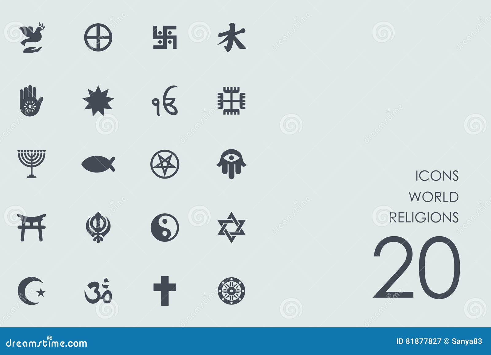 Set of World Religions Icons Stock Vector - Illustration of creative ...