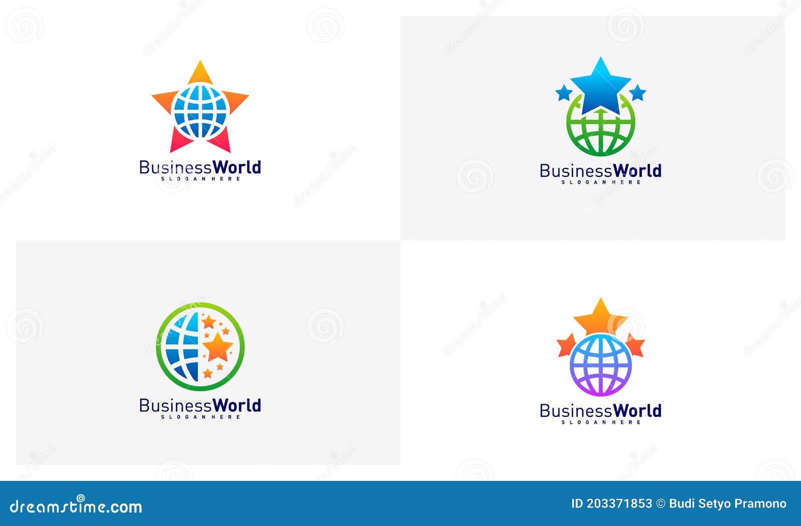 Set of World Star Logo Vector Template, Creative World Logo Design ...