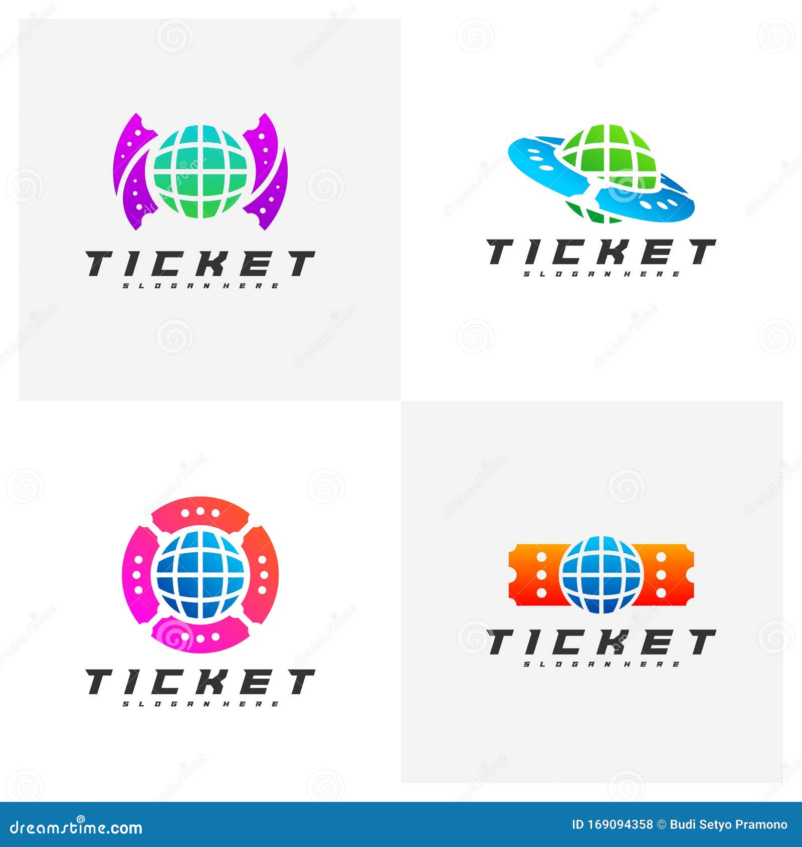 Set of World Ticket Logo Design Concept Vektor, Template, Creative ...