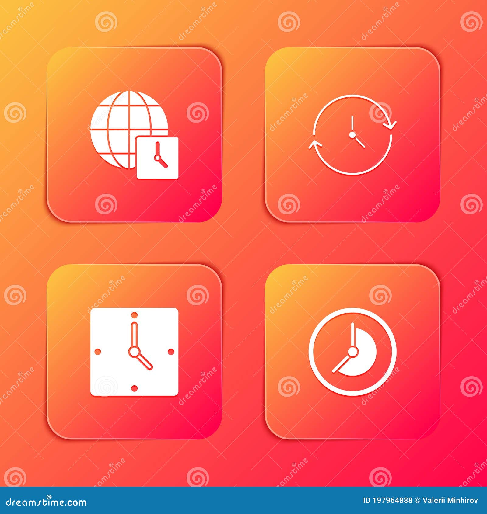 Set World Time, Clock, and Icon. Vector Stock Vector - Illustration of ...
