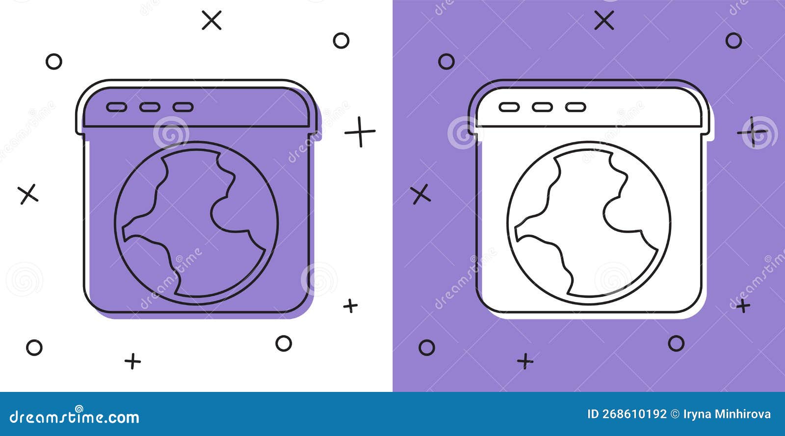 Set Worldwide Icon Isolated on White and Purple Background. Pin on ...