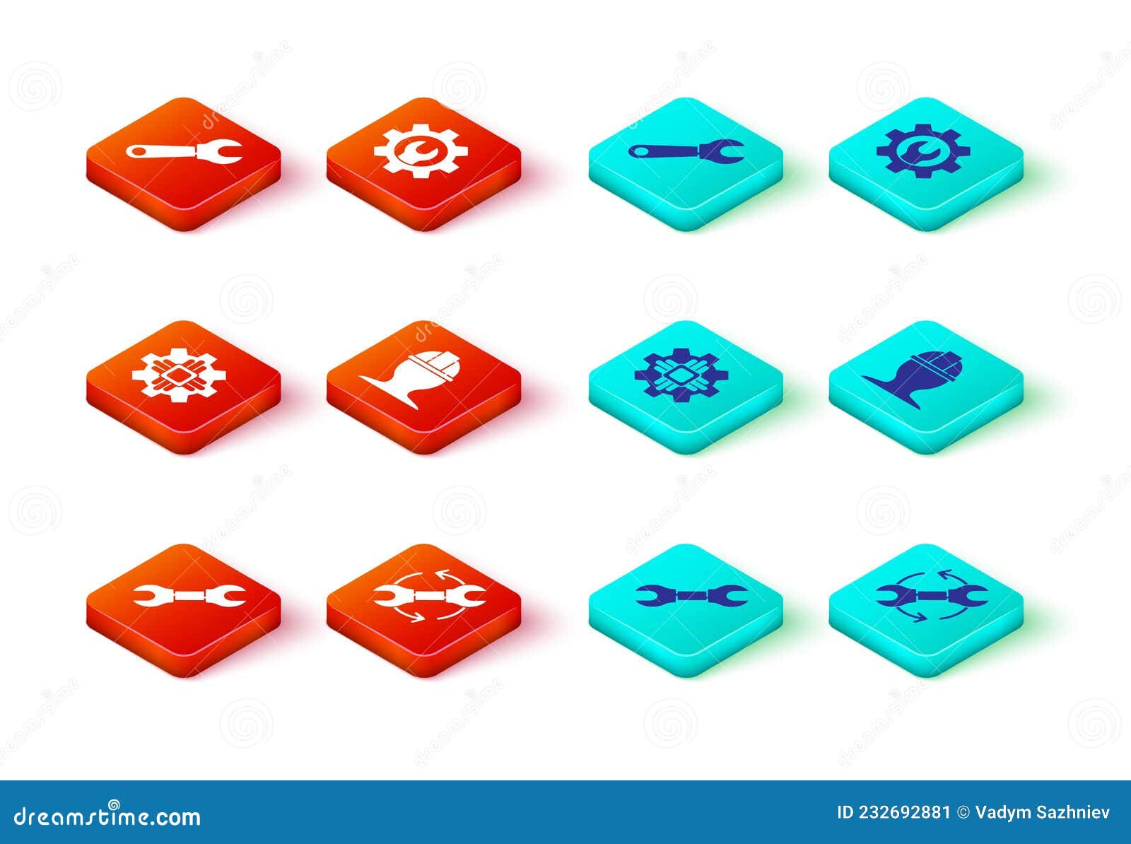 Set Wrench Spanner, and Arrows As Workflow, Processor, Worker Safety ...