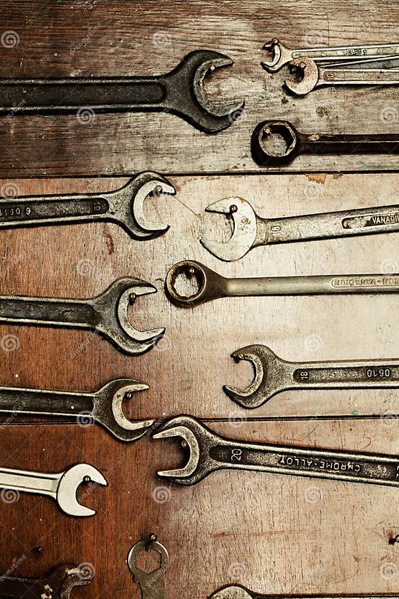 Set of Wrenches Hanging on a Wall, Stock Photo - Image of ready, repair ...