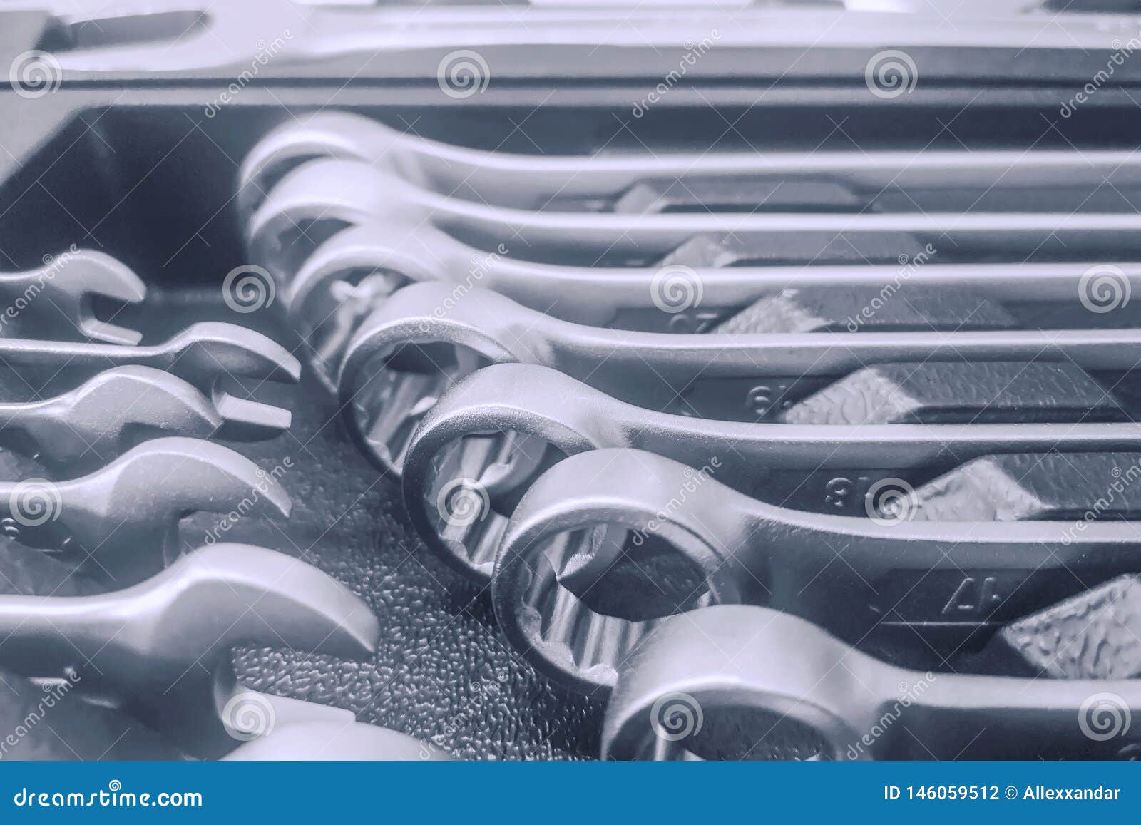 Set Of Wrenches Inside Toolbox, Keys And Spanners, Box With Set Of ...