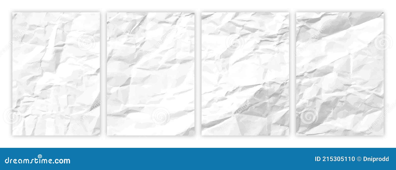 Set of A4 Pages Crumpled Paper Stock Vector - Illustration of creased ...
