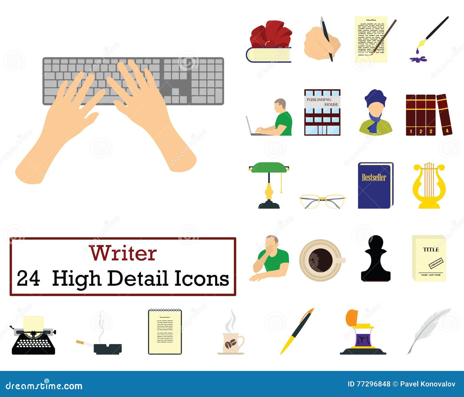 Set of 24 Writer Icons stock vector. Illustration of message - 77296848