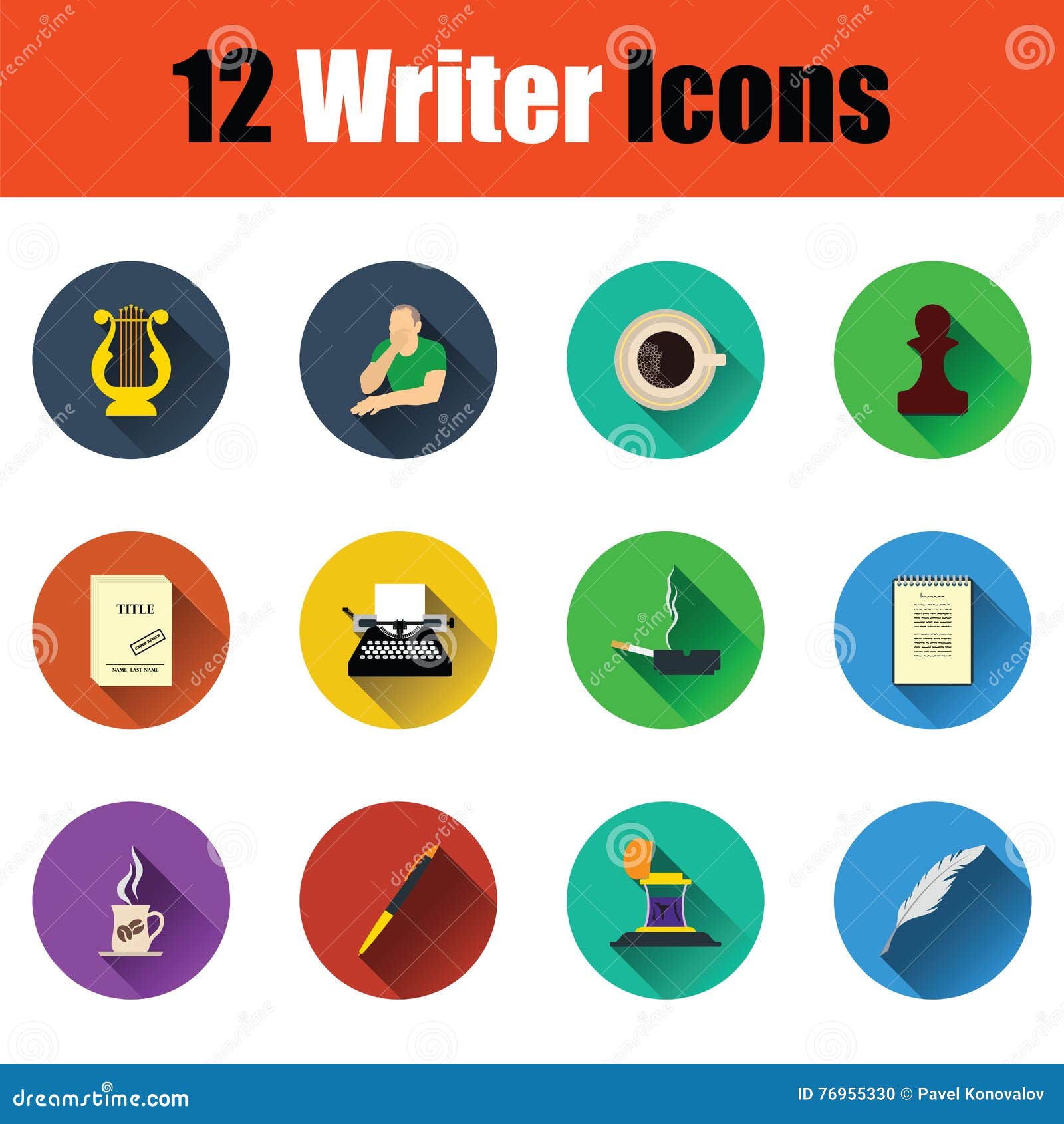 Set of writer icons stock vector. Illustration of isolated - 76955330