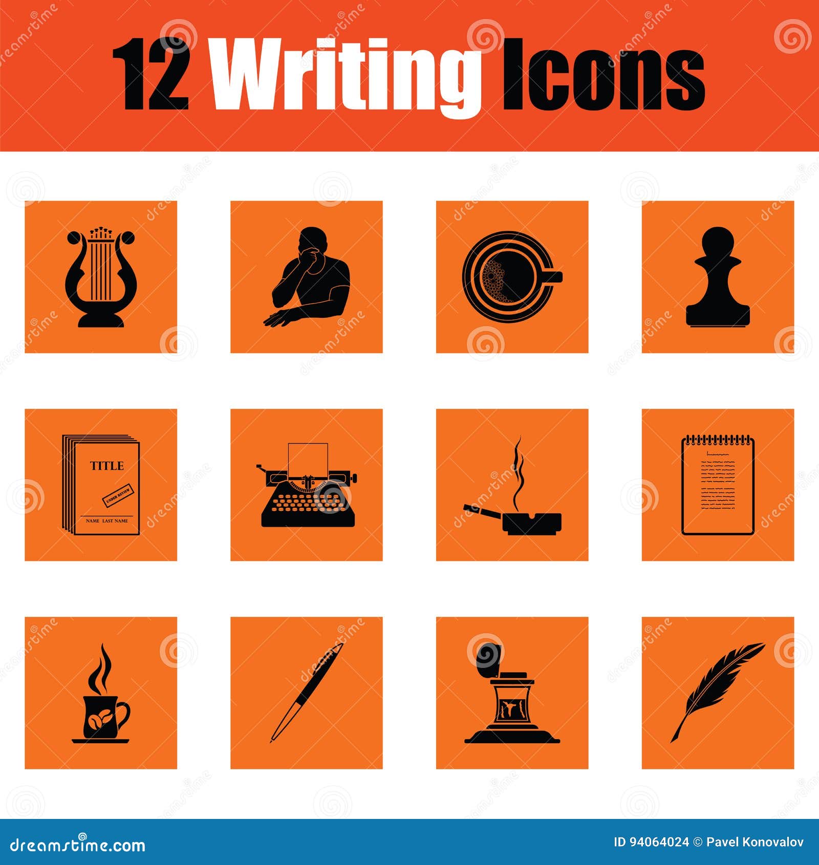 Set of writing icons stock vector. Illustration of notebook - 94064024