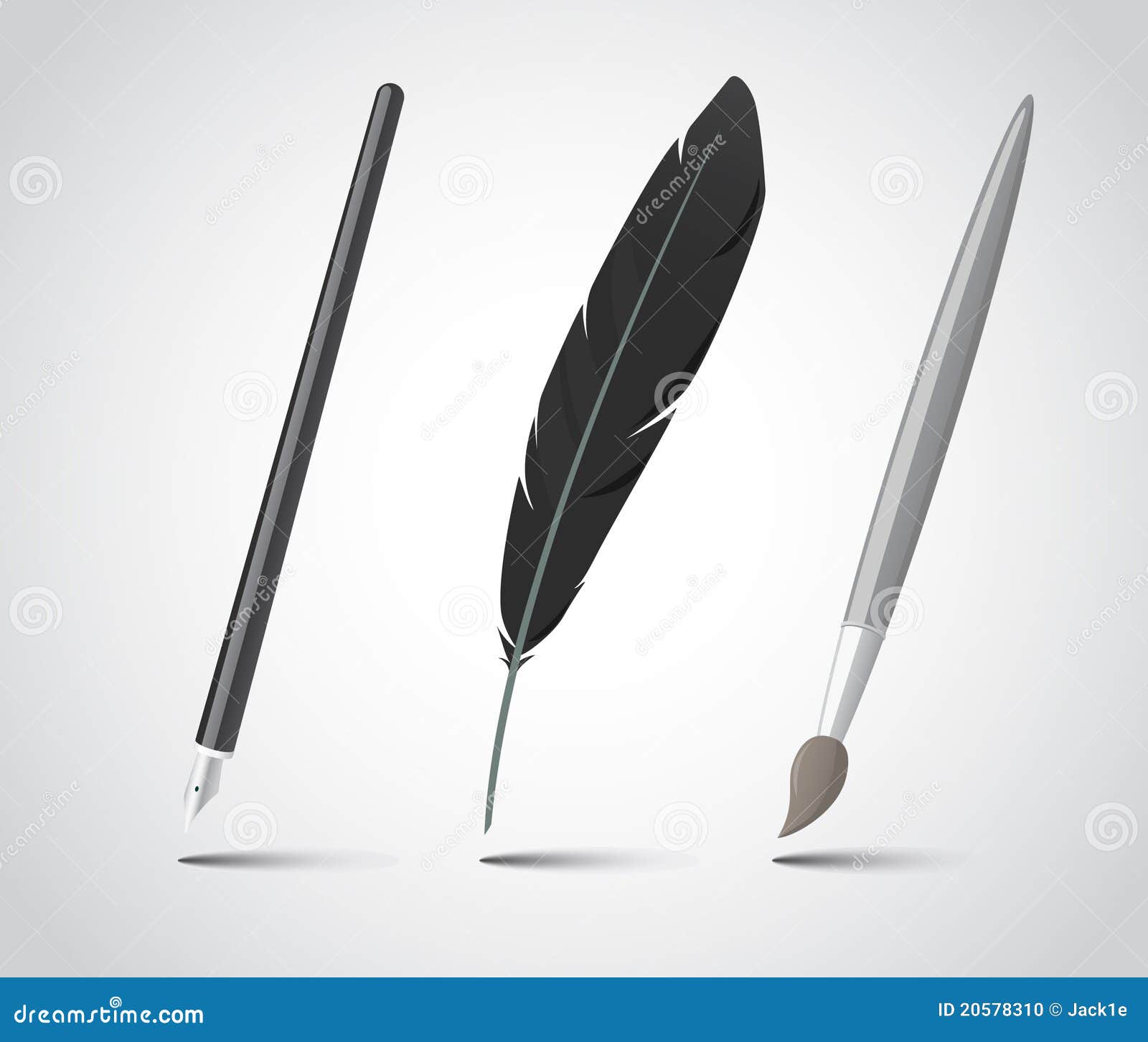 Set of writing tools. stock vector. Illustration of grey - 20578310