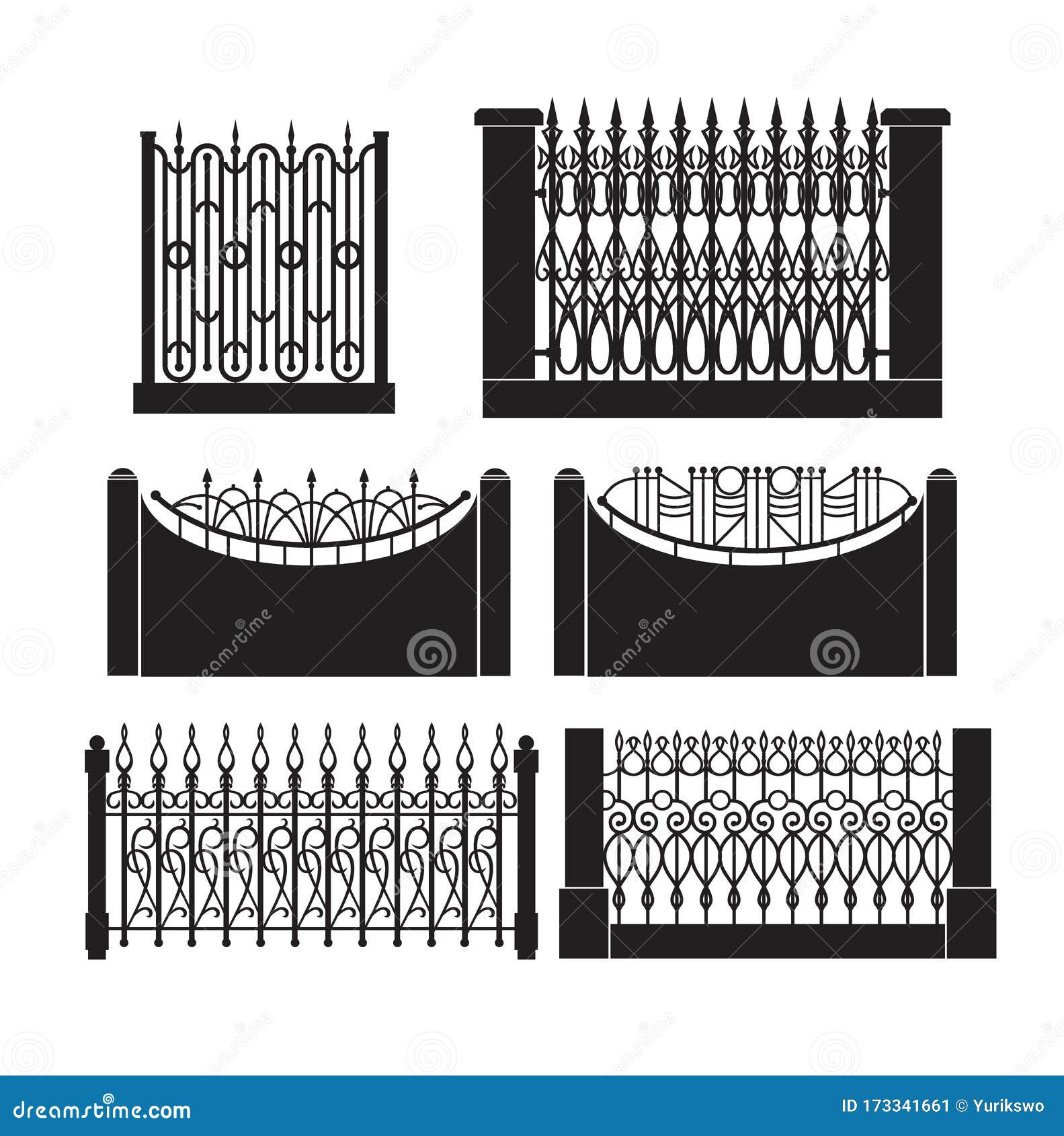 Set of Wrought-iron Fencing Vector Stock Vector - Illustration of ...