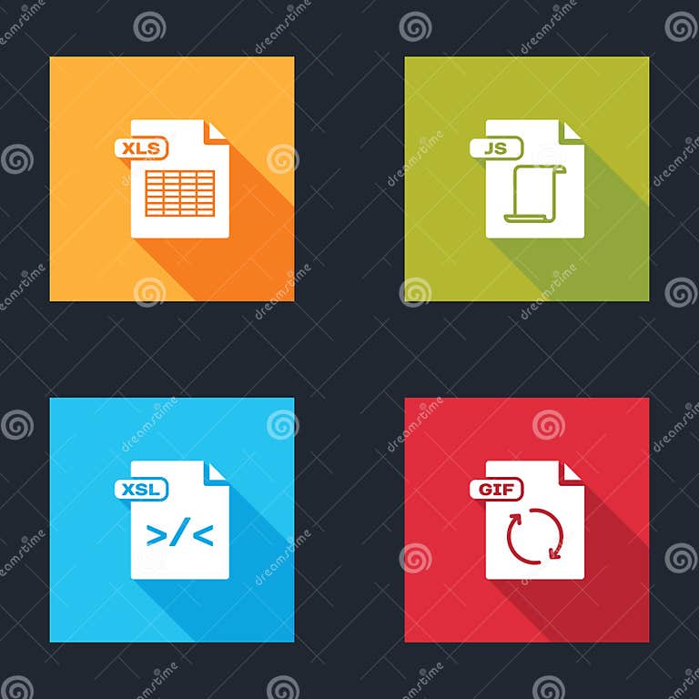 Set Xls File Document Js Xsl And Icon Vector Stock Vector