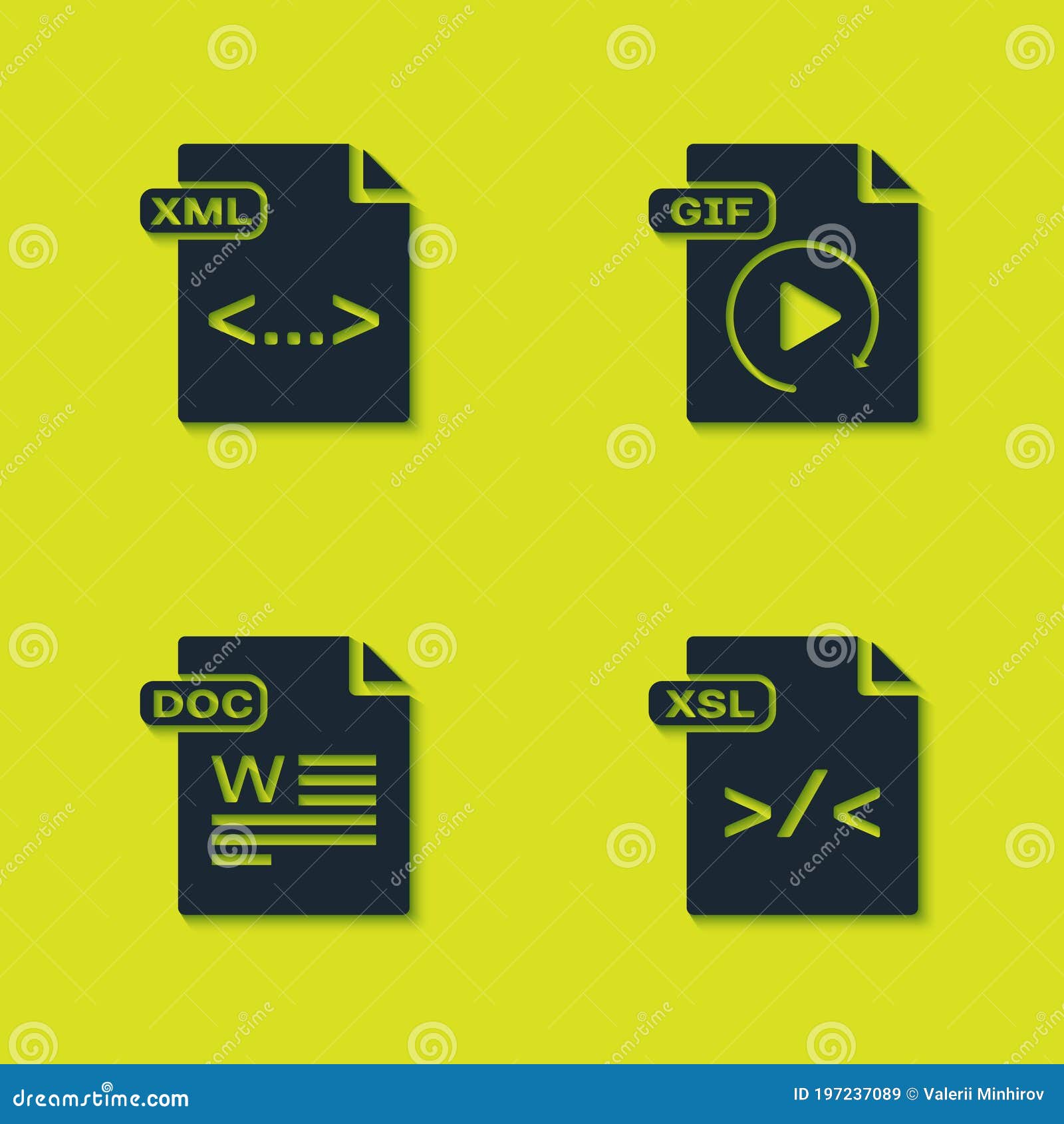 Set XML File Document, XSL, DOC and GIF Icon. Vector Stock Vector ... Set XML File Document, XSL, DOC and GIF Icon. Vector Stock Vector ...