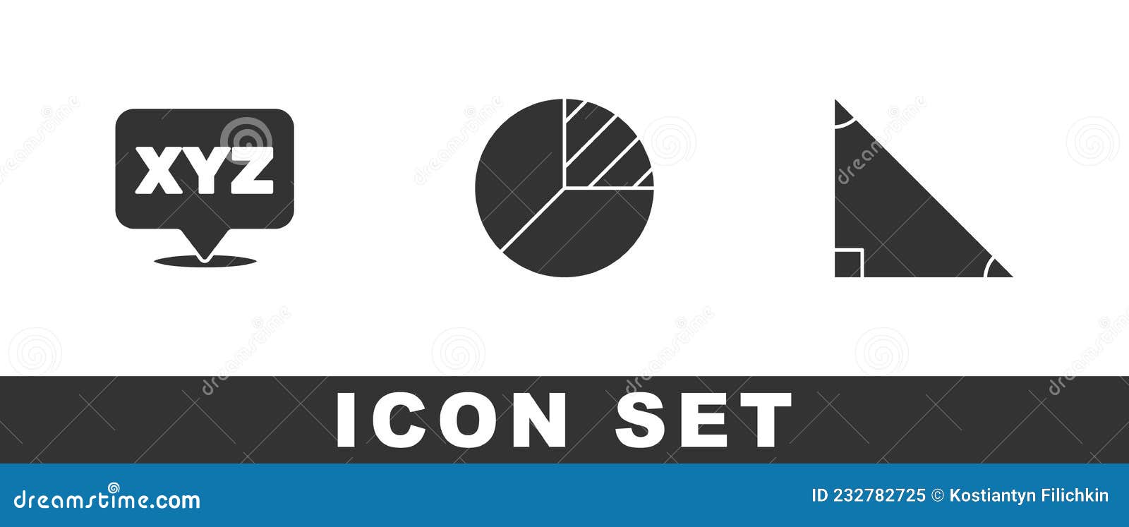 Set XYZ Coordinate System, Pie Chart Infographic and Triangle Math Icon ... Set XYZ Coordinate System, Pie Chart Infographic and Triangle Math Icon ...