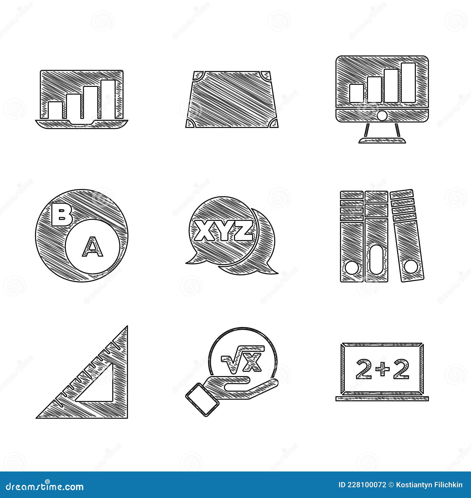 Set Xyz Coordinate System Square Root Of X Glyph Chalkboard Office