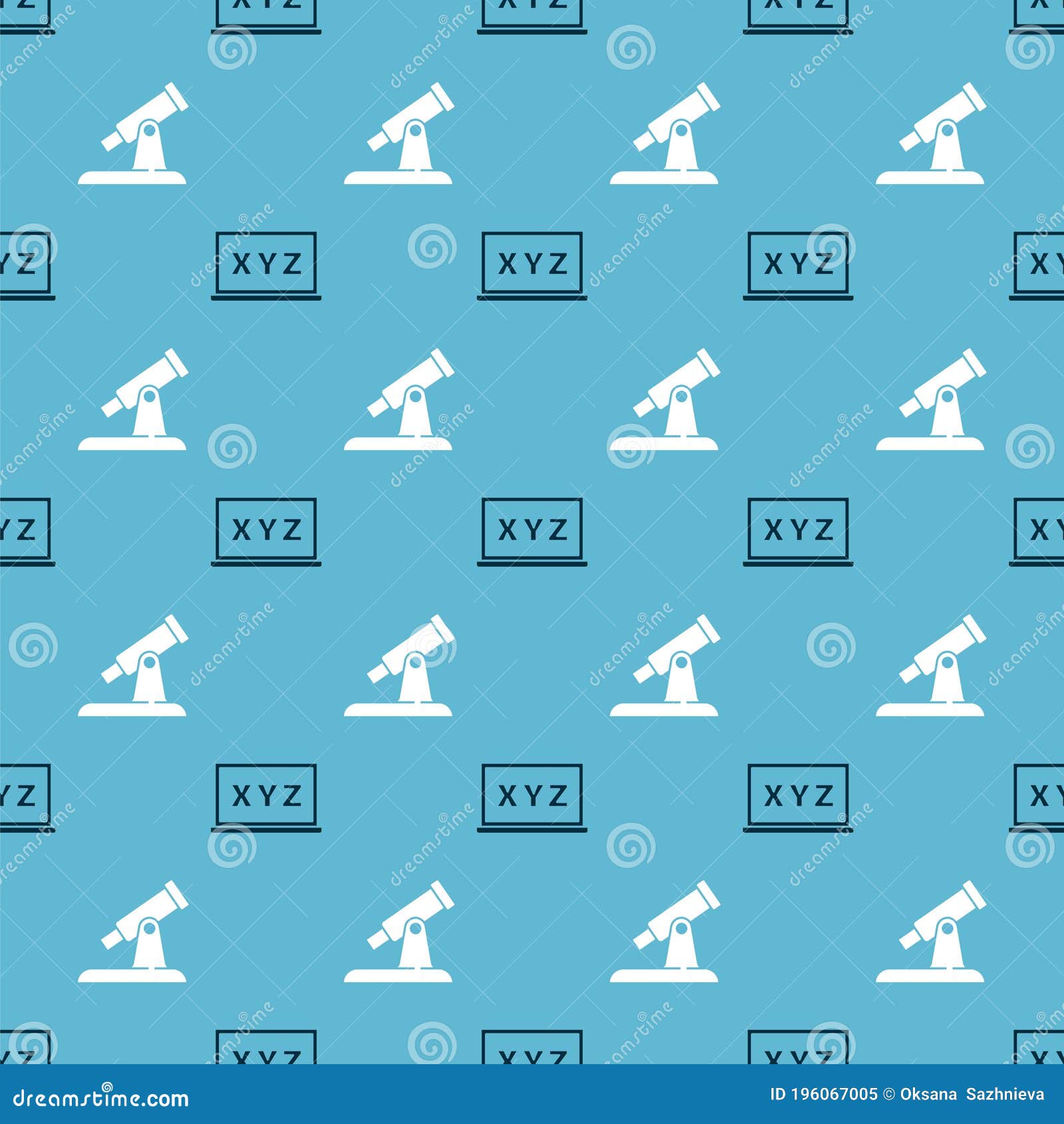 Set Xyz Coordinate System And Telescope On Seamless Pattern Vector