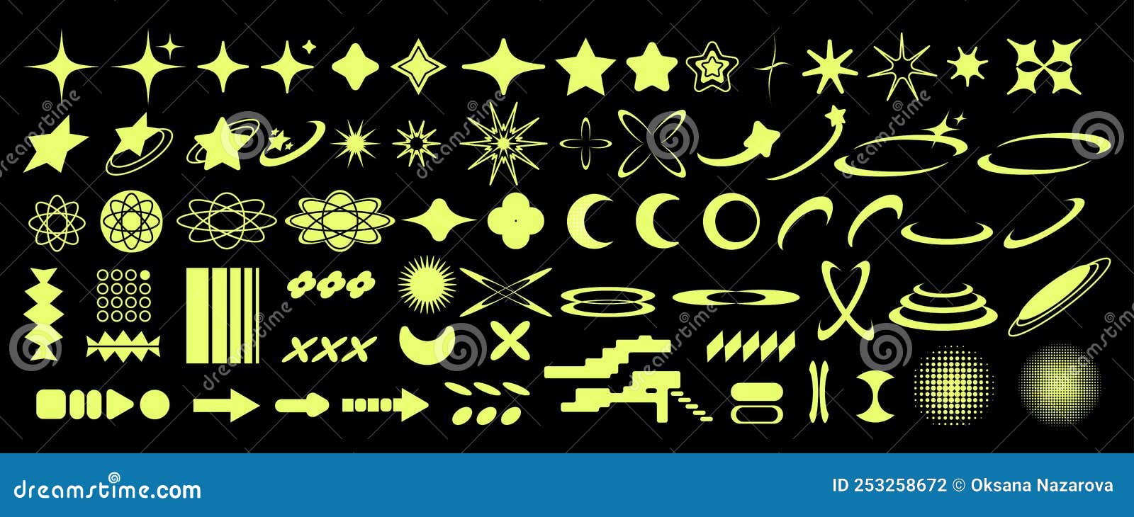 Set Of Y2K Bling Retro Elements And Abstract Brutalism Shapes Vector ... Set Of Y2K Bling Retro Elements And Abstract Brutalism Shapes Vector ...