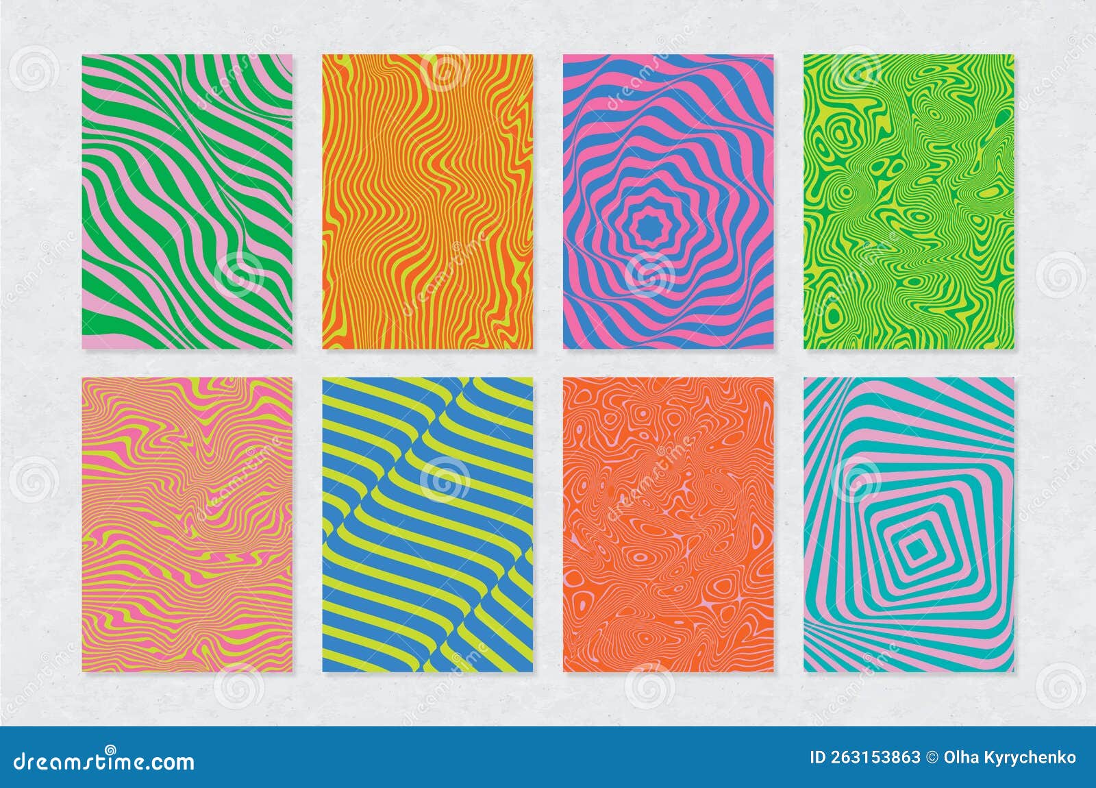 Set Of Liquify Lines Effect Black And White Templates. Optical Illusion ...