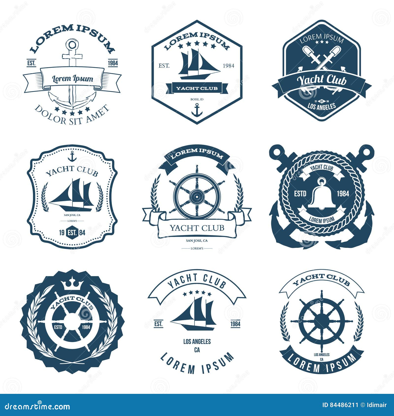 Set of Yacht Club Labels Design Elements Vector Stock Vector ...