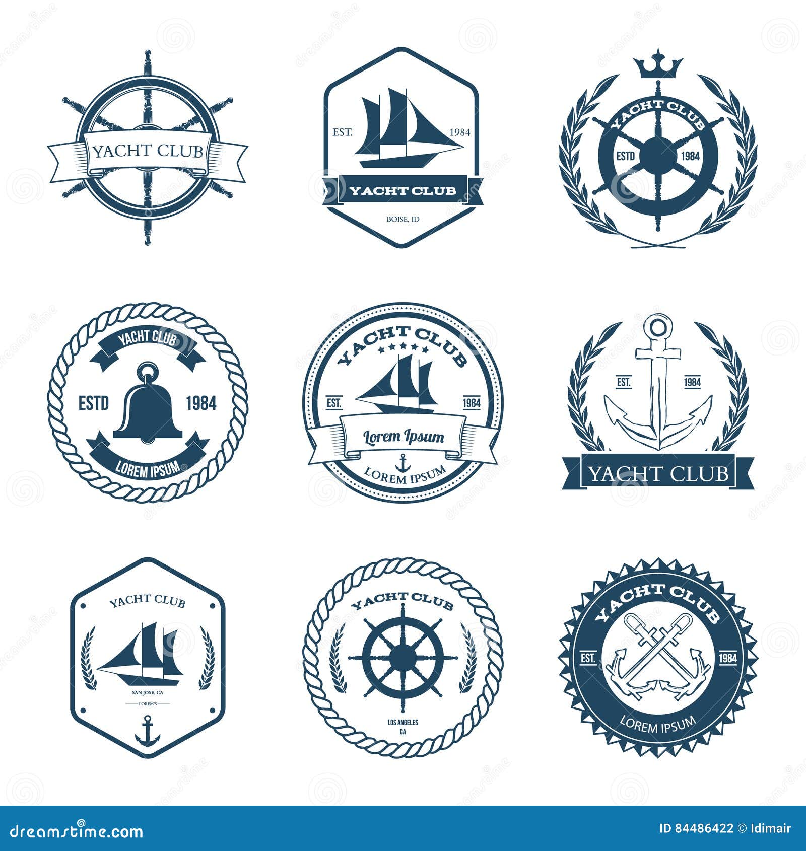 Set of Yacht Club Labels Design Elements Vector Stock Vector ...