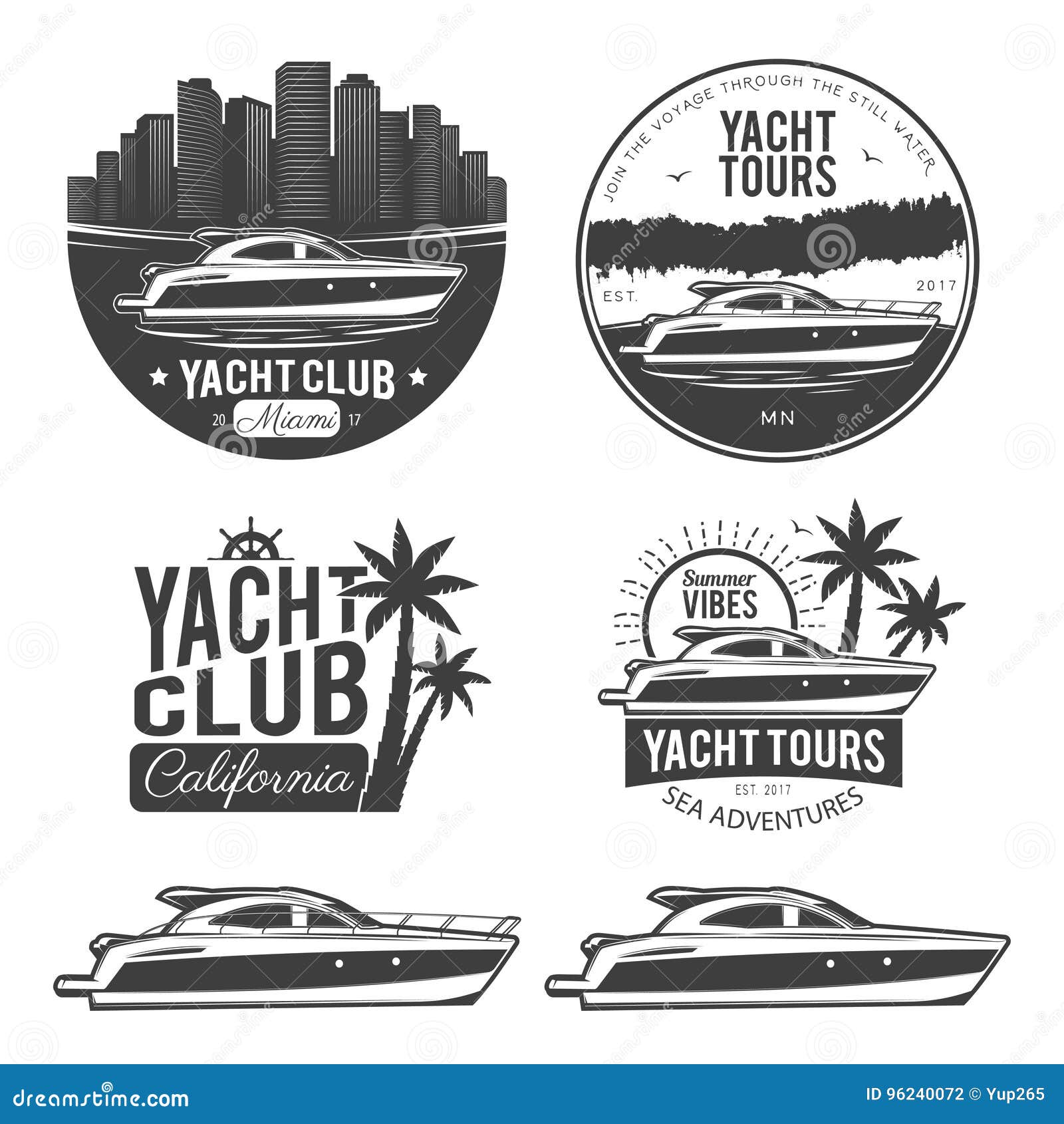 Set of yacht logos stock vector. Illustration of label - 96240072