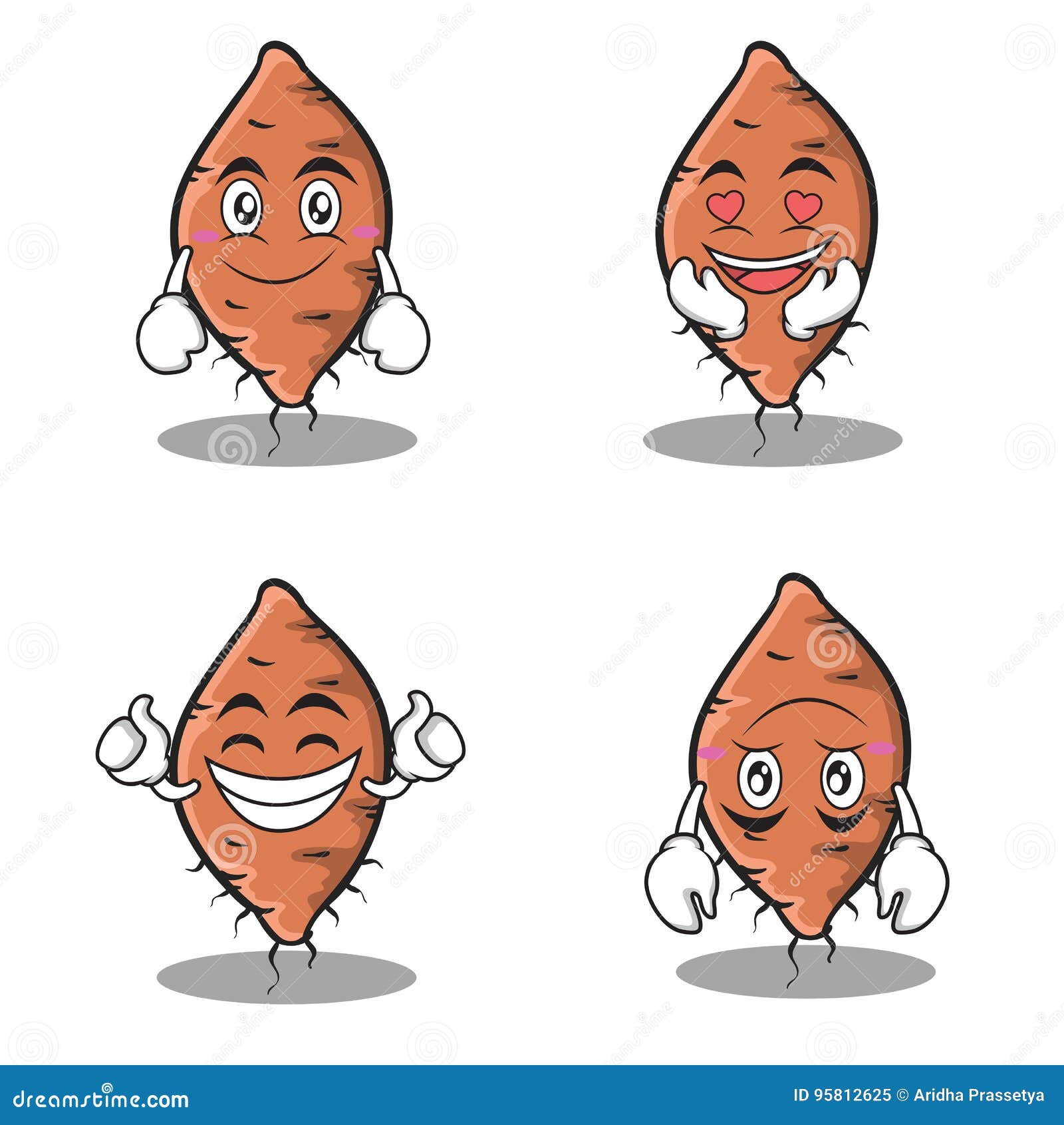 Set Yam Character Cartoon Collection Stock Vector - Illustration of ...