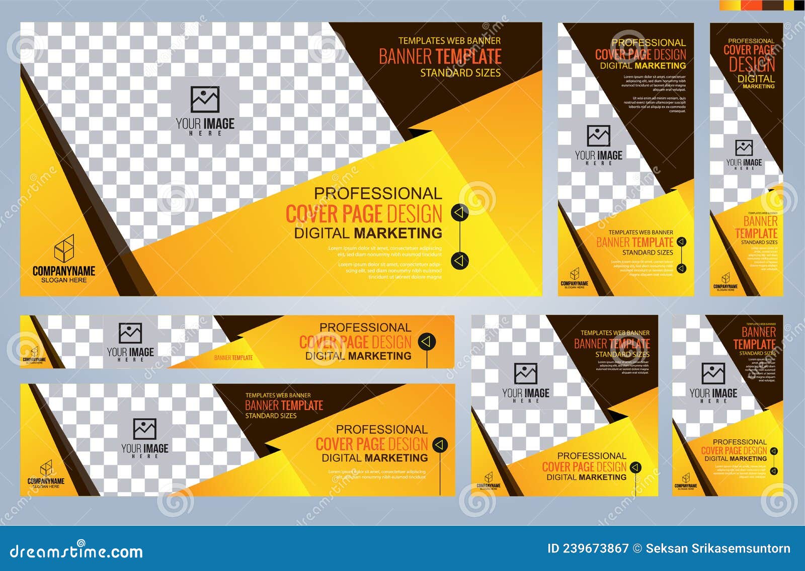 Set of Yellow and Black Web Banners Templates Stock Vector ...