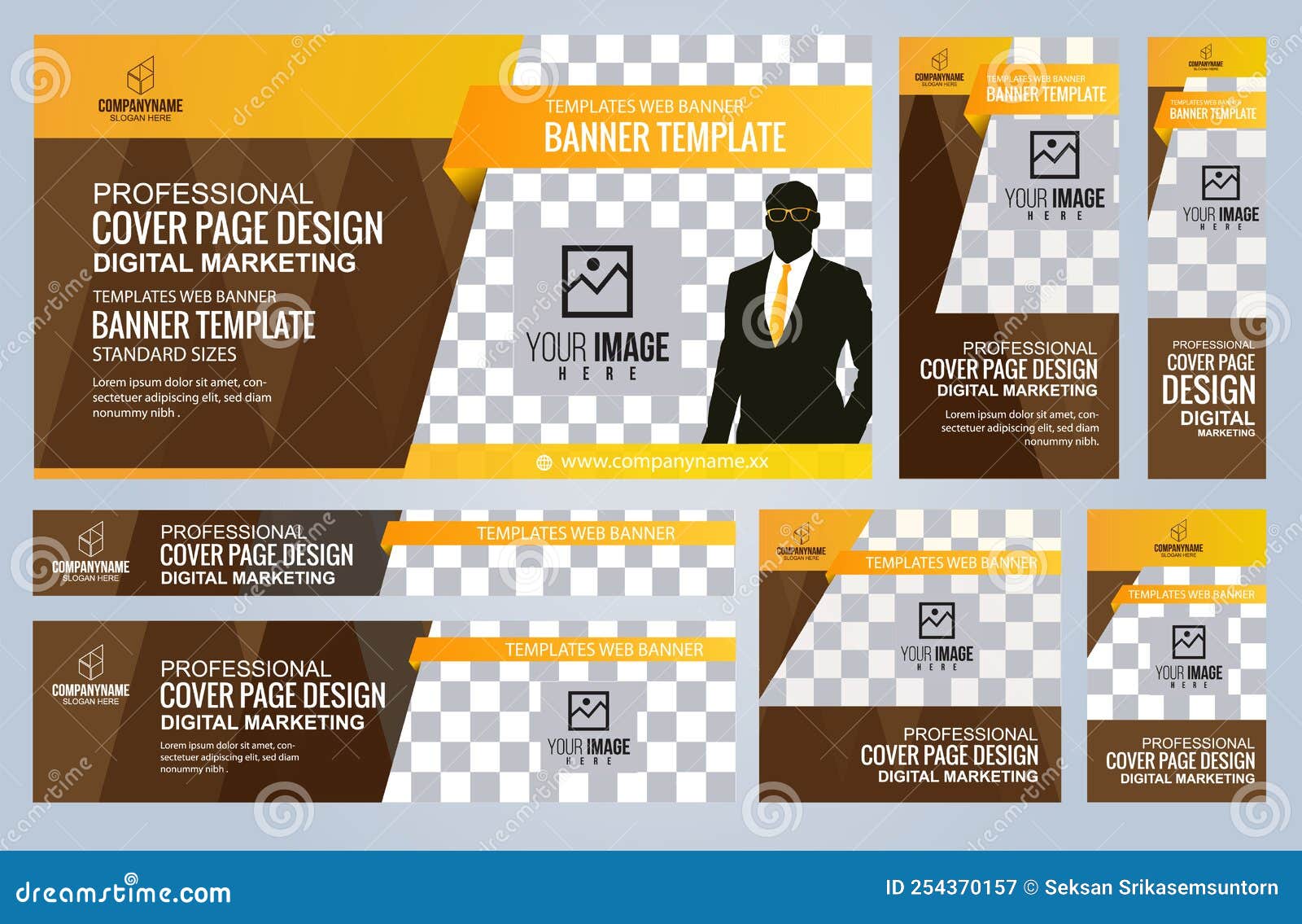 Set of Yellow and Black Web Banners Templates Stock Vector ...