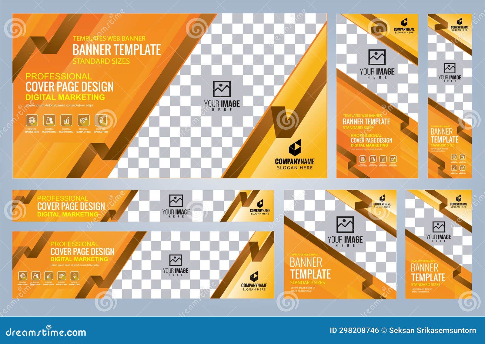Set of Yellow and Black Web Banners Templates Stock Vector ...