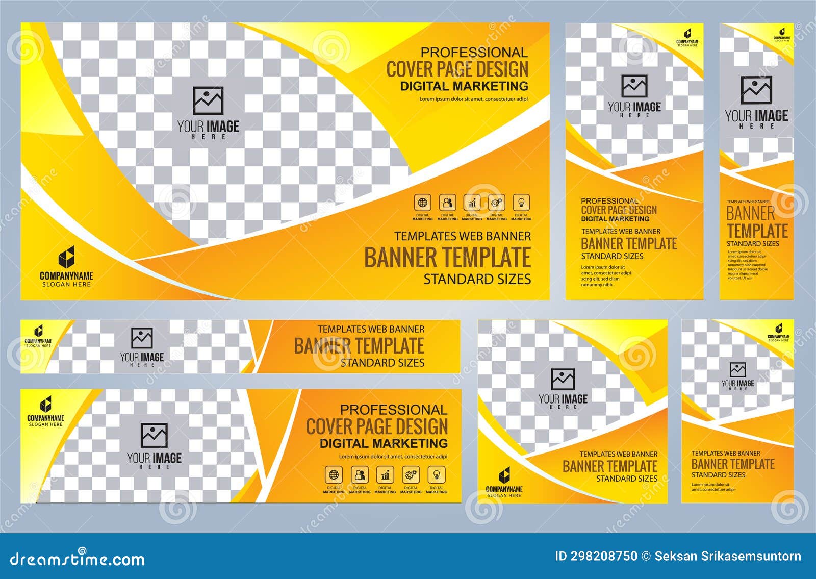 Set of Yellow and Black Web Banners Templates Stock Vector ...