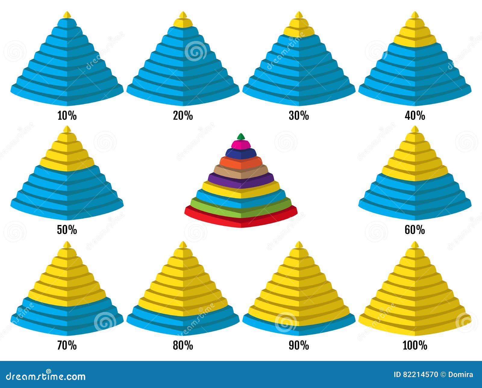 Set of Yellow Blue Isometry Pyramid Charts. Elements for Infographics ...