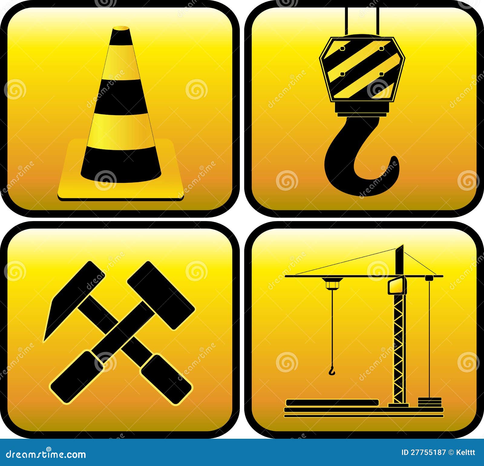 Set Yellow Construction Sign Stock Vector - Illustration of equipment ...