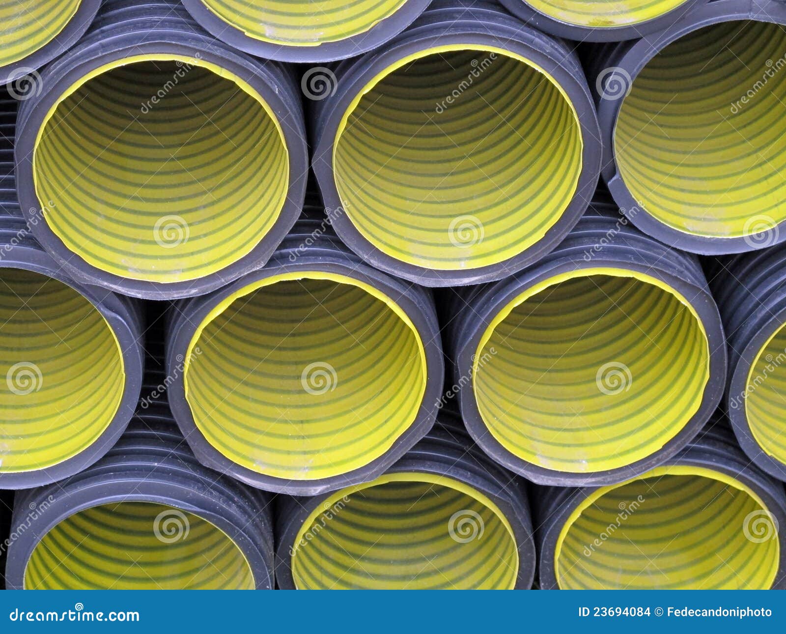 Set of Yellow Corrugated Tubes Stock Photo - Image of lattice, tunnels ...
