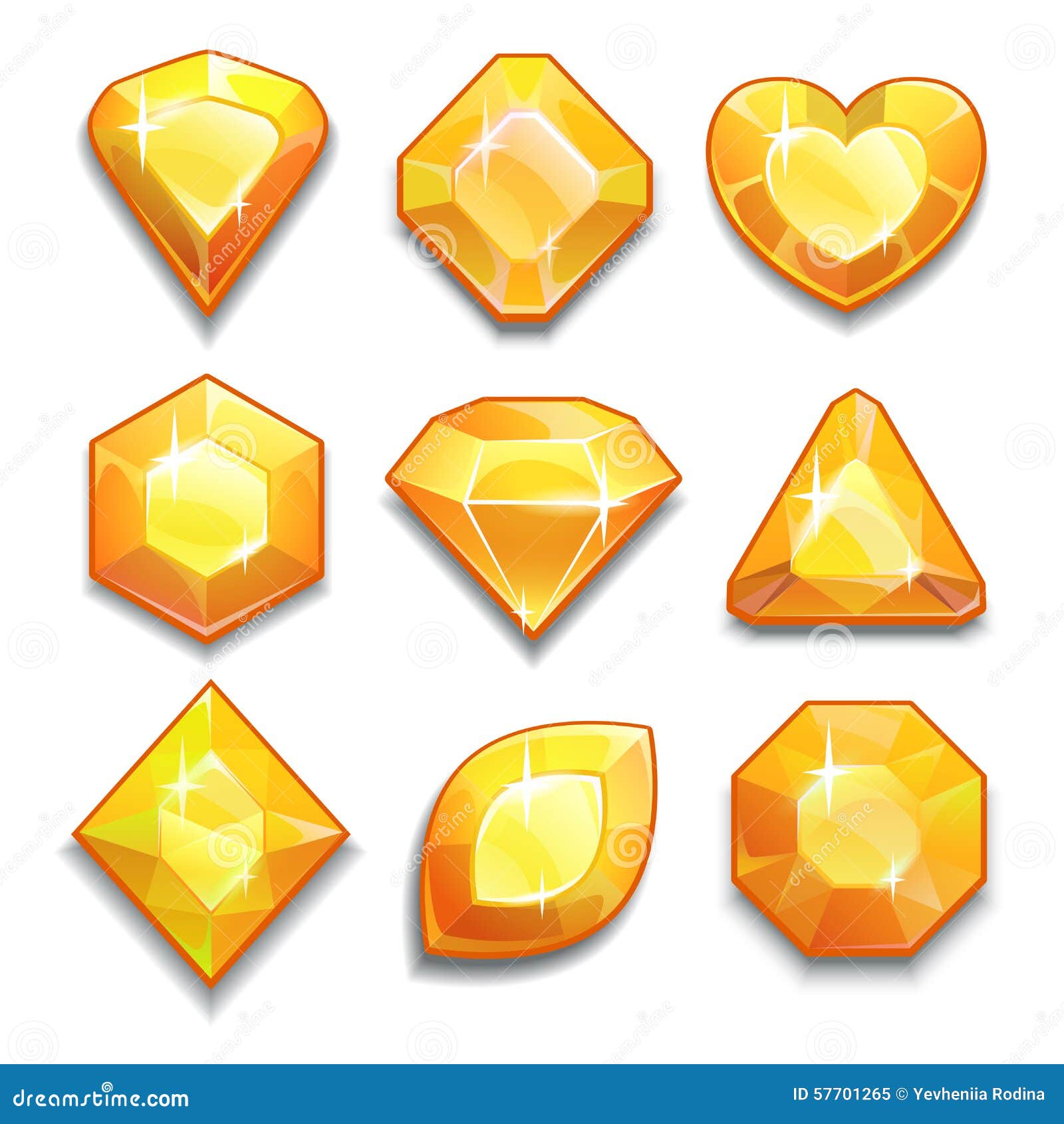 Set of yellow crystal stock illustration. Illustration of shape - 57701265