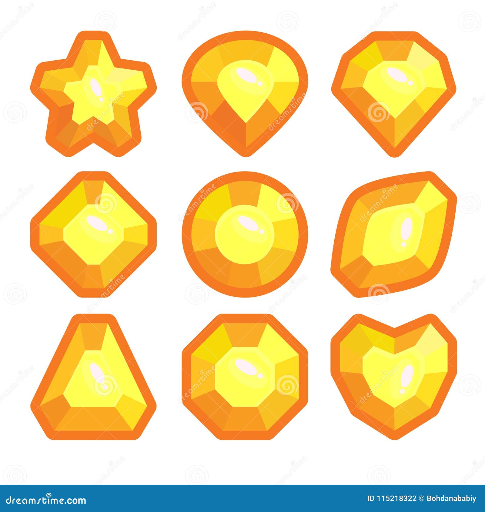 A Set of Yellow Emblems of Precious Stones Stock Vector - Illustration ...
