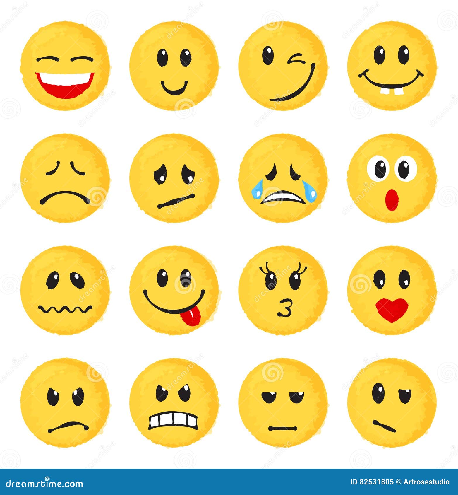Watercolor Emoticons Set. Vector Illustration | CartoonDealer.com #74189922 Watercolor Emoticons Set. Vector Illustration | CartoonDealer.com #74189922