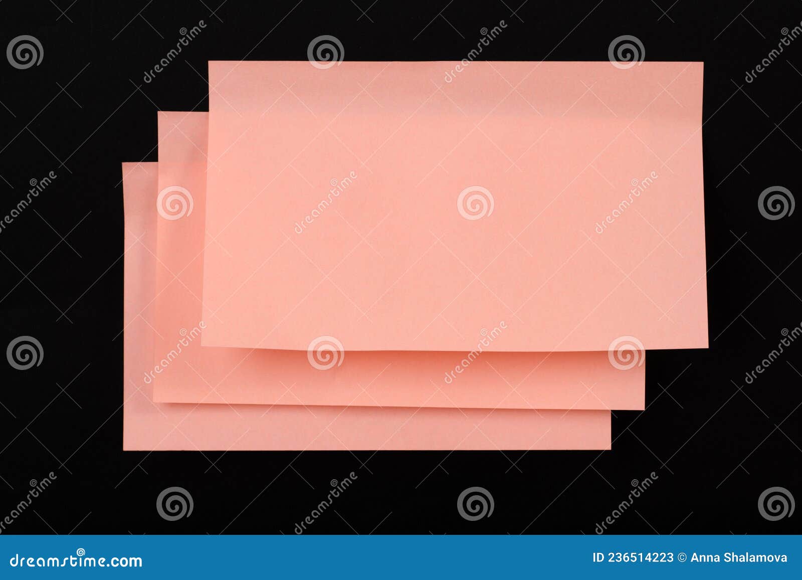 Set of Yellow Folded Note Paper Sheets on Black Background Stock Image ...