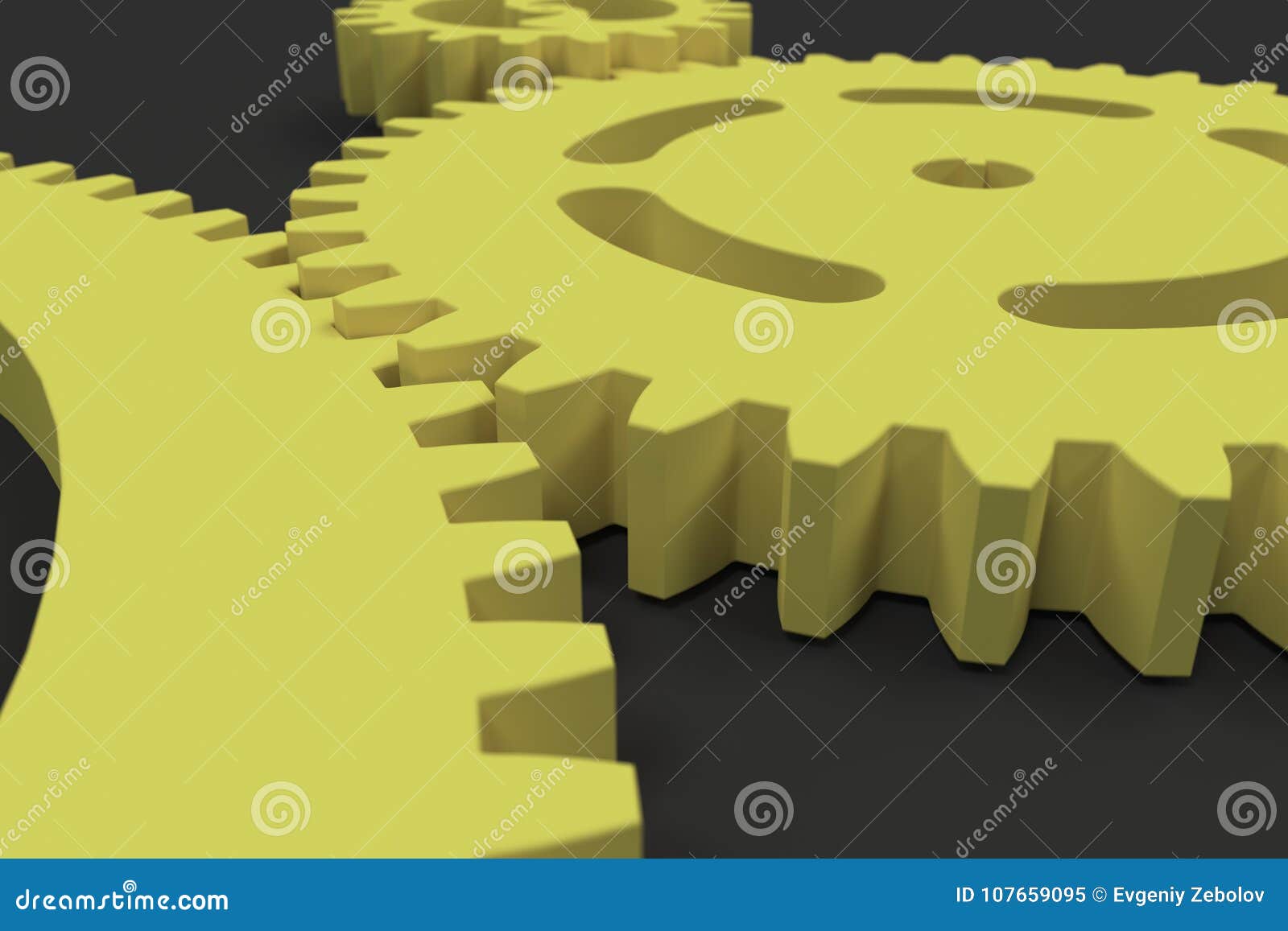 Set of Yellow Gears and Cogs on Black Background Stock Illustration ...
