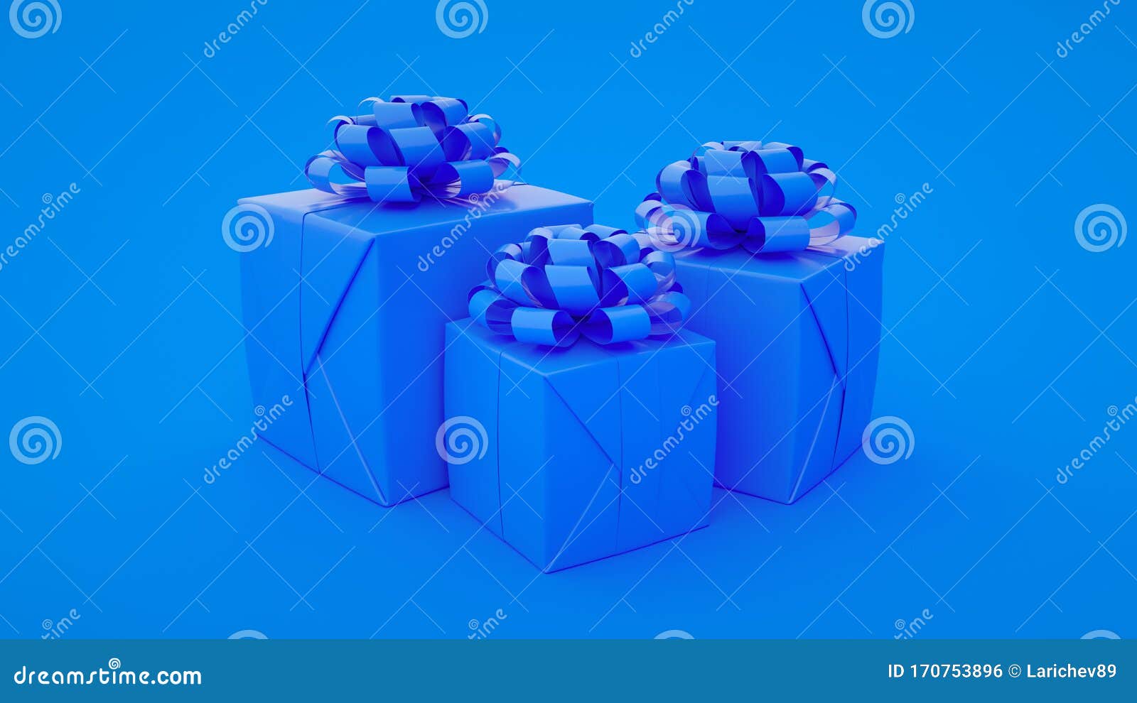Set of Blue Gift Boxes Isolated on Blue Background. Minimalist Creative ...