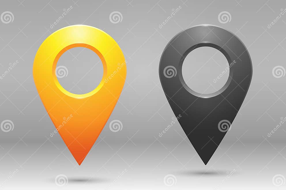 A Set of Yellow and Gray Geolocation Icons on a Gradient Background ...