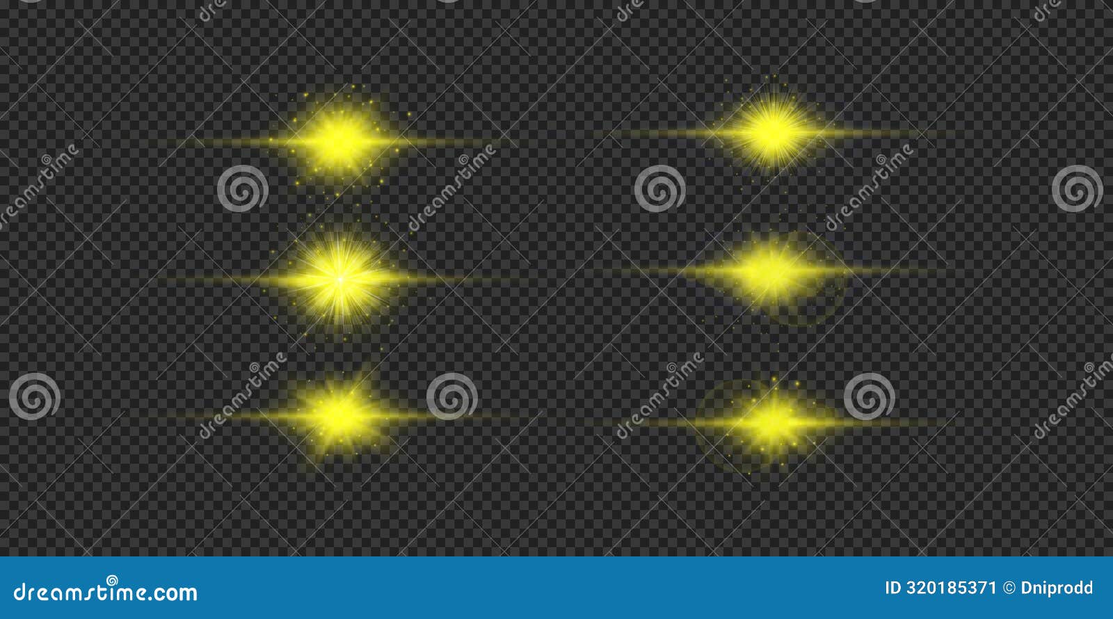 Set of Yellow Horizontal Light Effects of Lens Flares Stock Vector ...