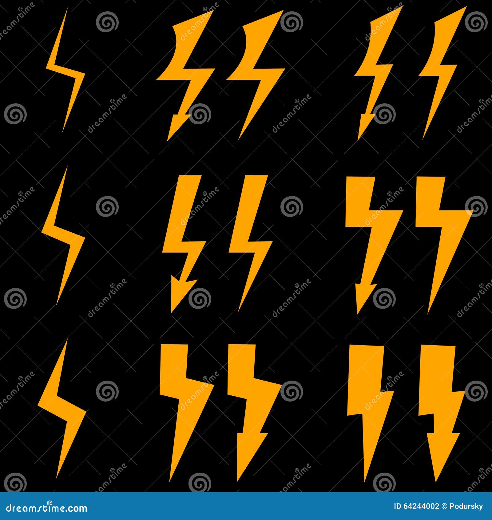 Set of Yellow Lightning Icon Stock Vector - Illustration of energy ...