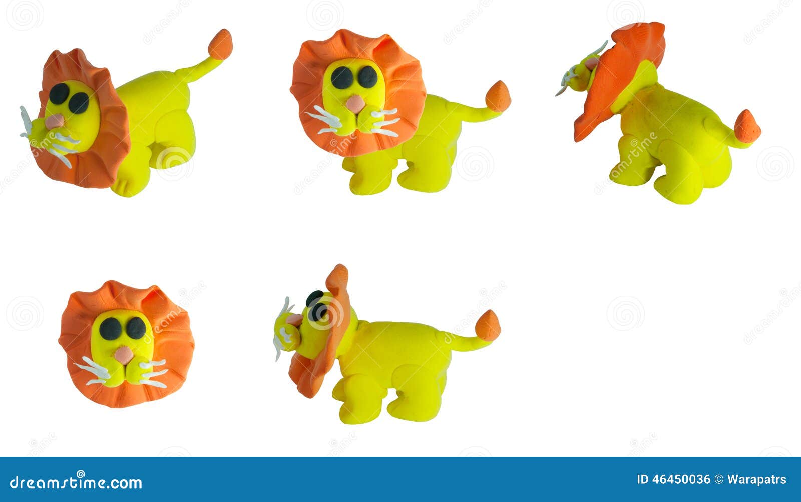 Set of Yellow Lion Made from Plasticin Stock Illustration ...
