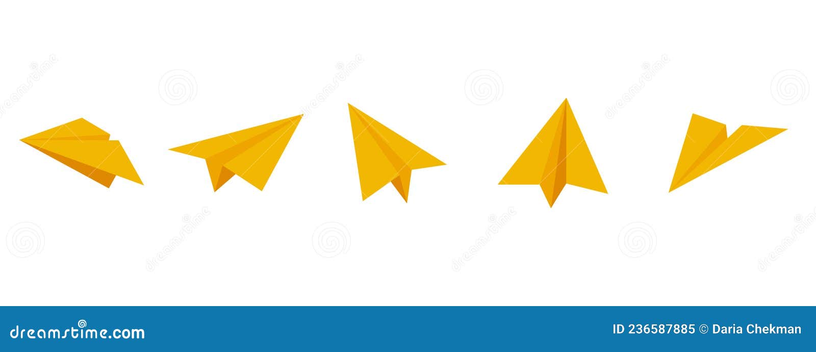 Set of Yellow Paper Airplane on White Background Stock Vector ...