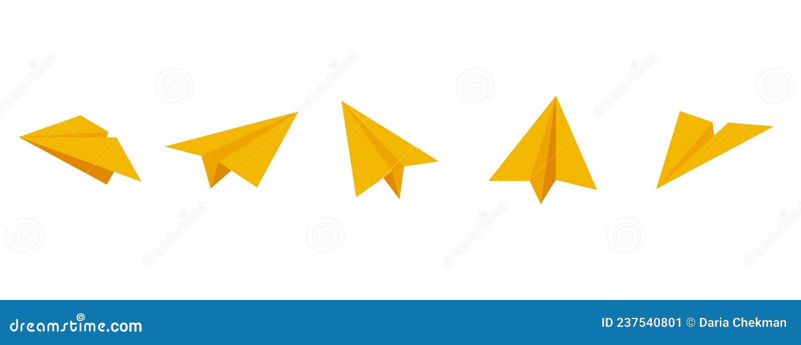 Set of Yellow Paper Airplane on White Background Stock Illustration ...