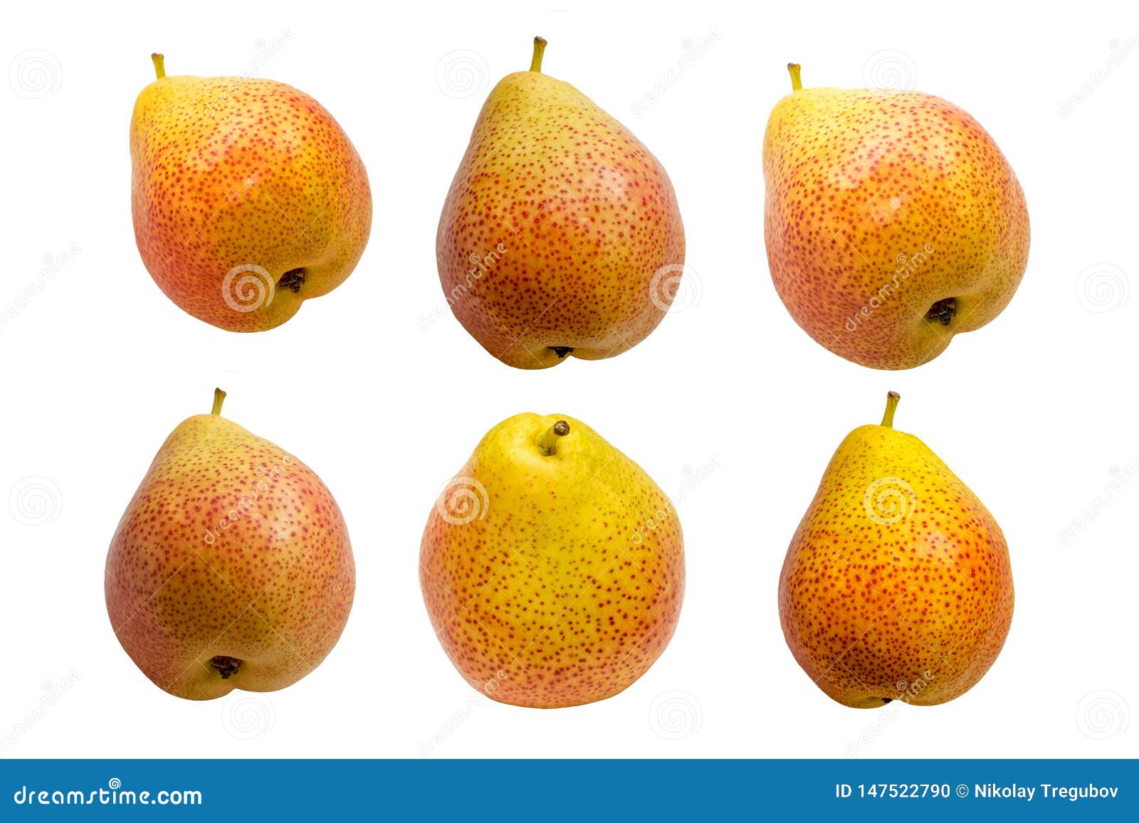Set of Yellow Pear on a White Background. Isolate Different Angles ...