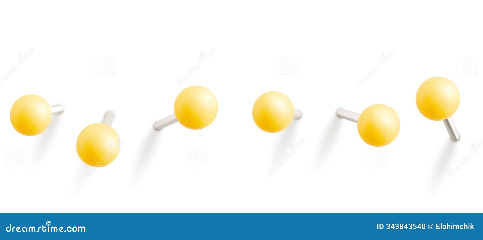 Set of Yellow Push Pins. Thumbtacks Ready for Your Design. Different ...