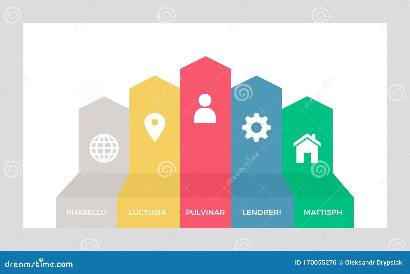 Set of Yellow and Red, Blue, Green Elements for Infographic ...