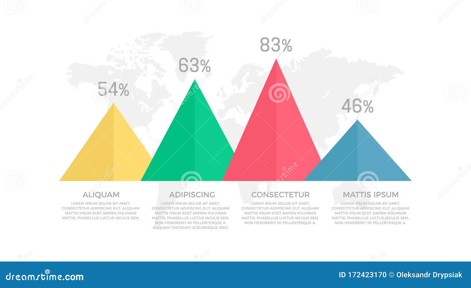 Set of Yellow and Red, Green, Blue Elements for Infographic with World ...